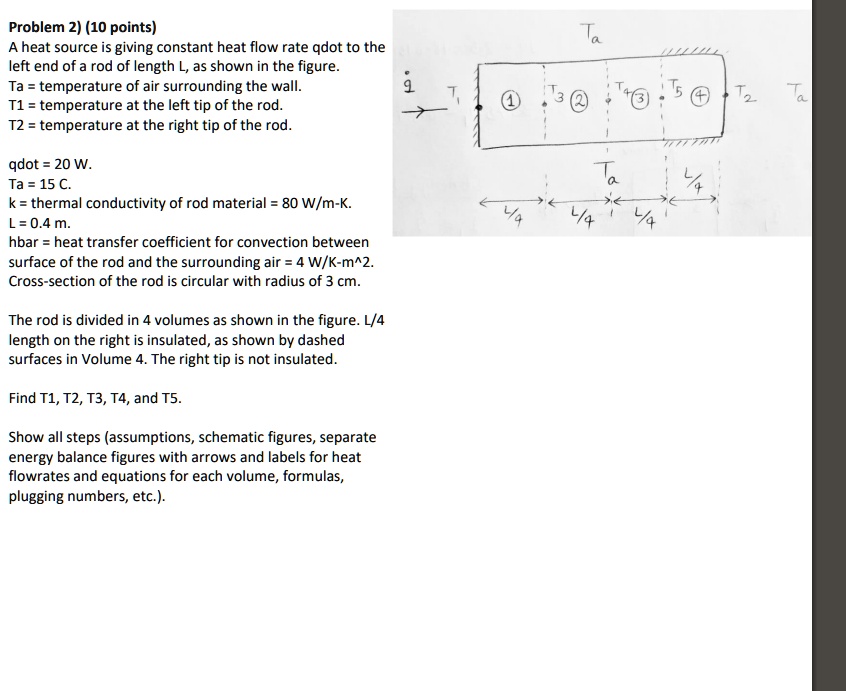 SOLVED: Problem 2) (10 points) A heat source is giving a constant heat ...