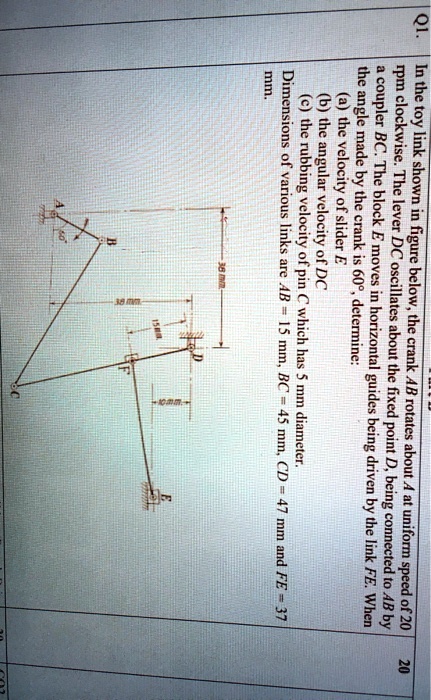 Q1. In the toy link shown in figure below, the crank AB rotates about A ...