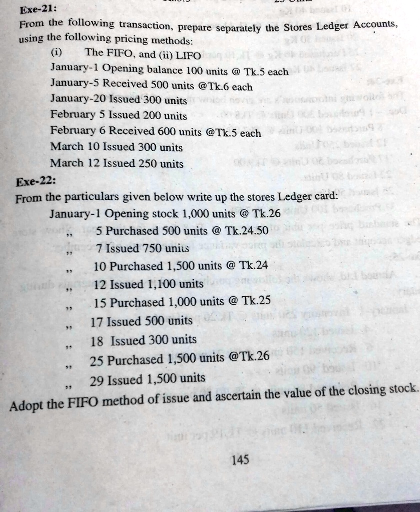 [GET ANSWER] Exe-21: From the following transaction, prepare separately the Stores Ledger ...