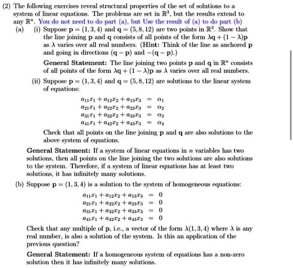 (2) The following exercises reveal structural properties of the set of ...