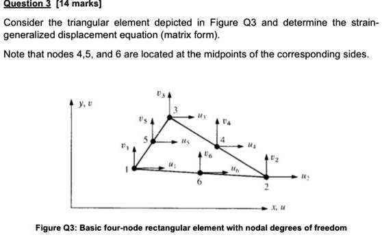 Question 3 [14 marks] Consider the triangular element depicted in Figure Q3 and determine the ...