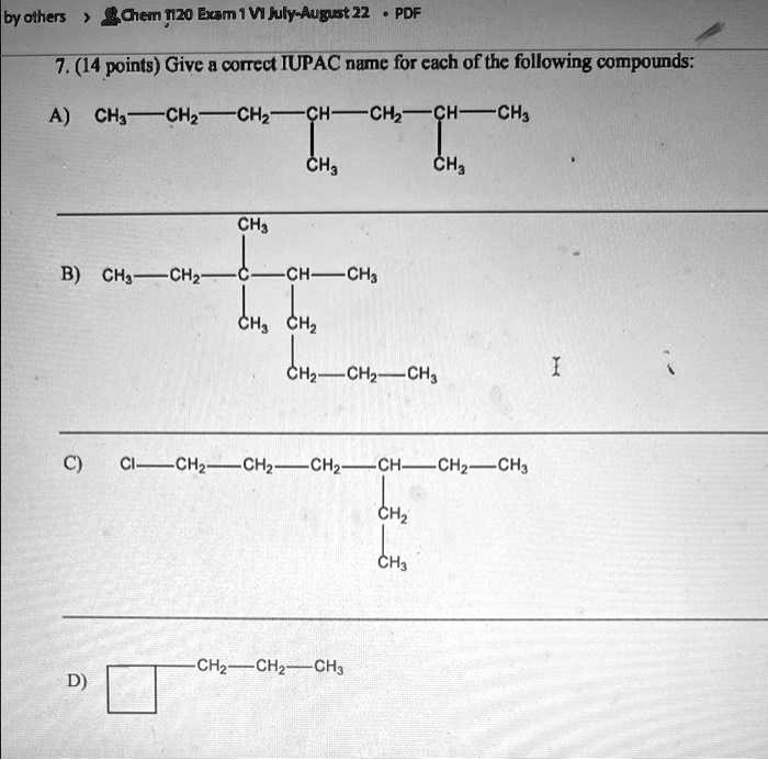 SOLVED: yothersChemT120Exam1V1July-August22PDF 7.14 pointsGive a ...