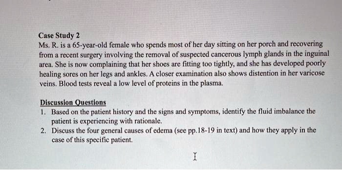 Case Study 2: Ms. R is a 65-year-old female who spends most of her day ...