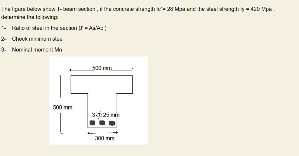 please answer the figure below show t beam section if the concrete ...