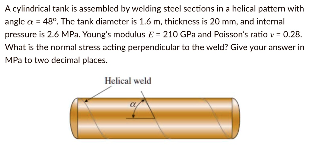 A cylindrical tank is assembled by welding steel sections in a helical ...