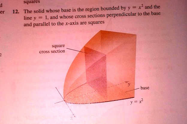 squares base is the region bounded by y and the 12 the solid whose l and whose cross sections ...