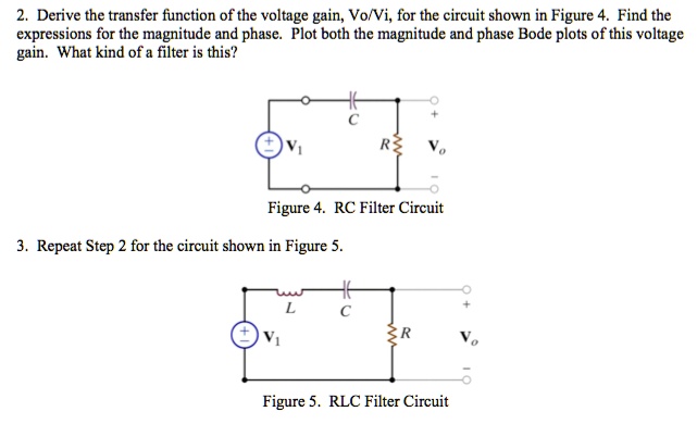 SOLVED: Derive the transfer function of the voltage gain, Vo/Vi, for the circuit shown in Figure ...