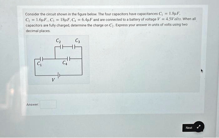 SOLVED: Consider the circuit shown in the figure below. The four capacitors have capacitances C₁ ...