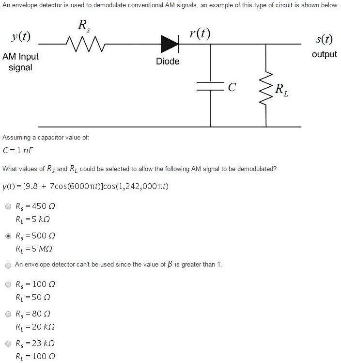 An envelope detector is used to demodulate conventional AM signals, an ...