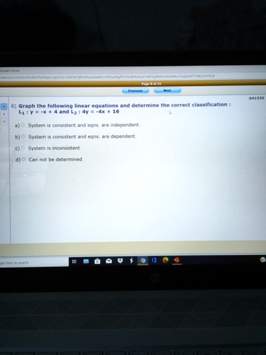 graph the following linear equations and determine the correct ...