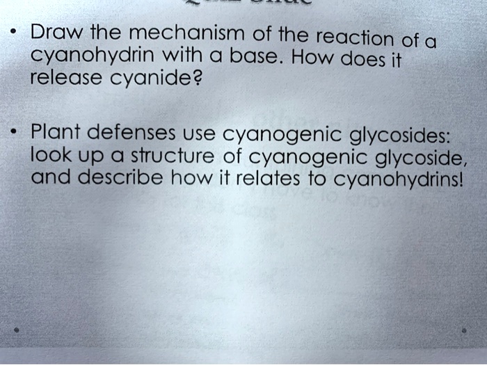 draw the mechanism of the reaction of a cyanohydrin with a base how ...