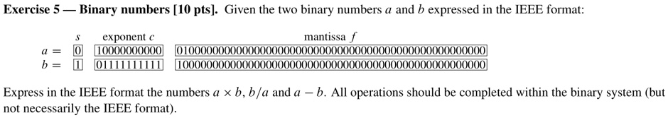 SOLVED: Binary numbers . Given the two binary numbers a and b expressed ...