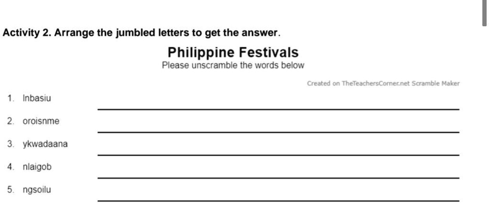 arranged the jumbled letters to get the answer activity 2 arrange the jumbled letters to get the ...