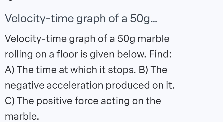 velocity time graph of a 50 mathrmg velocity time graph of a 50 g ...