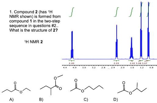 1compound 2has 1h nmr shown is formed from compound 1 in the two step sequence in questions 2 ...