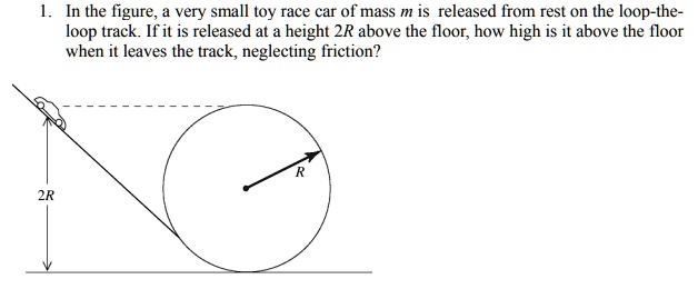 1. In the figure, a very small toy race car of mass m is released from ...