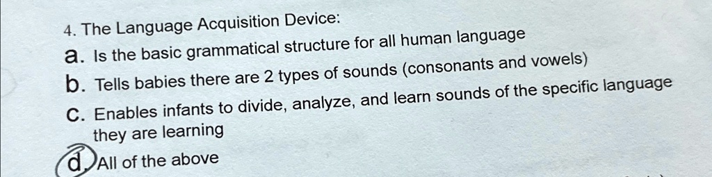 the language acquisition device a is the basic grammatical structure ...