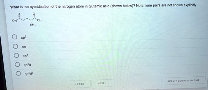 SOLVED: What Is Ihe hybridization of the nitrogen atom in glutamic acid ...
