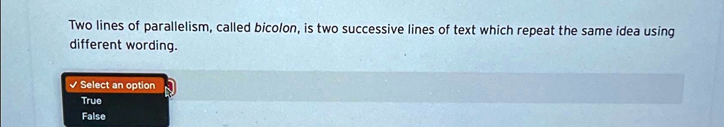 SOLVED: Two lines of parallelism, called bicolon, are two successive lines of text which repeat ...