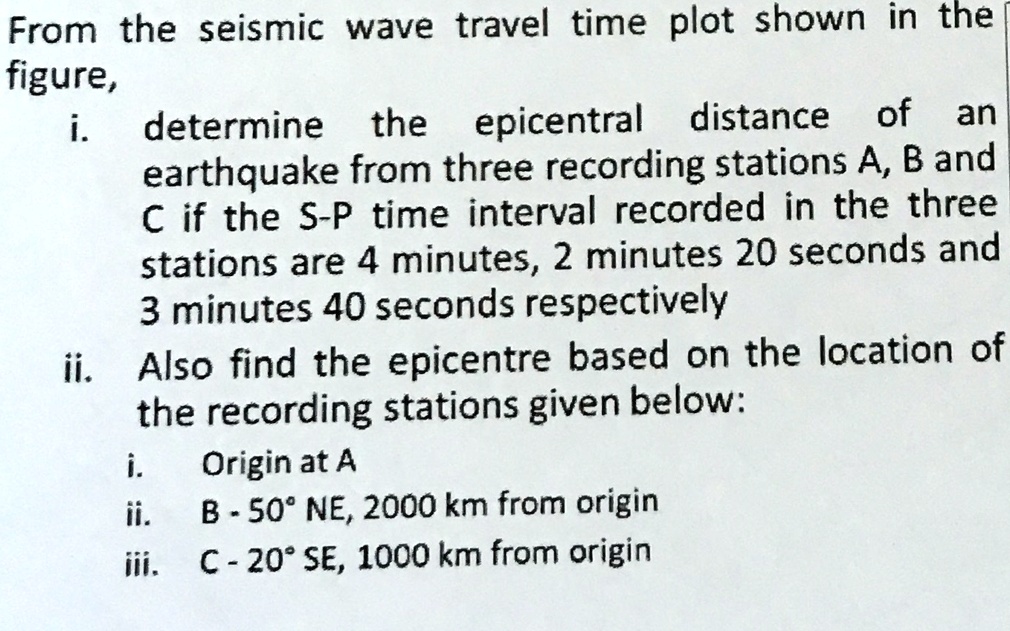 SOLVED: From the seismic wave travel time plot shown in the figure ...