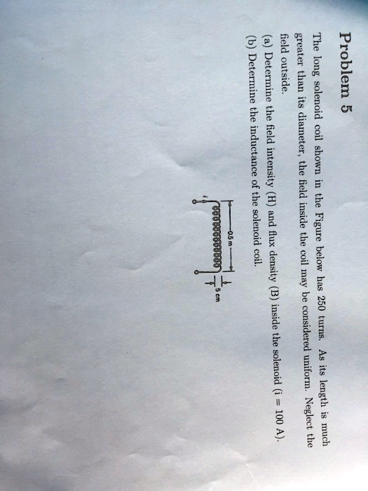 SOLVED: field outside. (b) Determine the inductance of the solenoid coil. Problem 5 0.5m (a ...