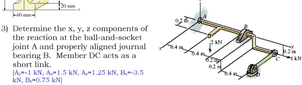 SOLVED: Determine the reaction and x, y, and z components of the ball ...