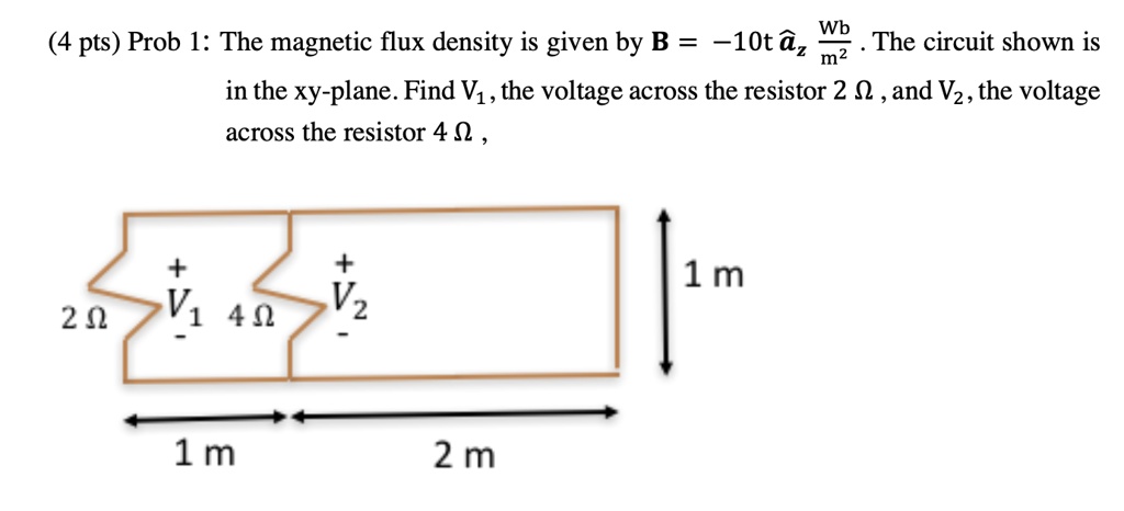 Wb (4 pts) Prob 1: The magnetic flux density is given by B = –10t a ...