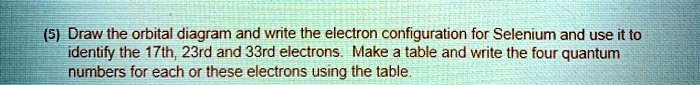 S Draw The Orbital Diagram And Write The Electron Configuration For Selenium And Use It To