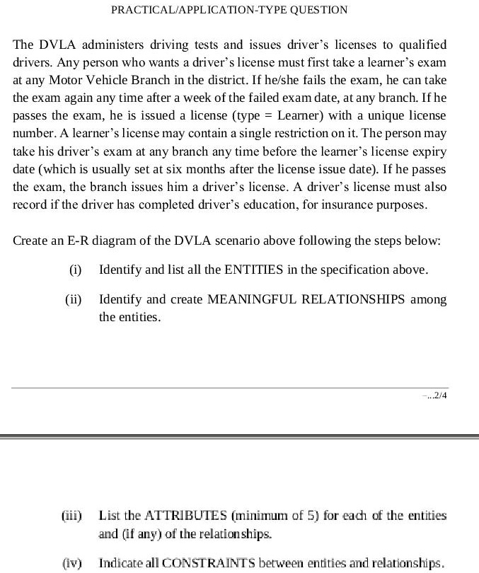 SOLVED: PRACTICAL/APPLICATION-TYPE OUESTION The DVLA administers ...