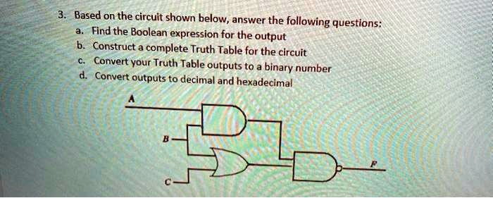 Based On The Circuit Shown Below Answer The Following Questions Find The Boolean Expression