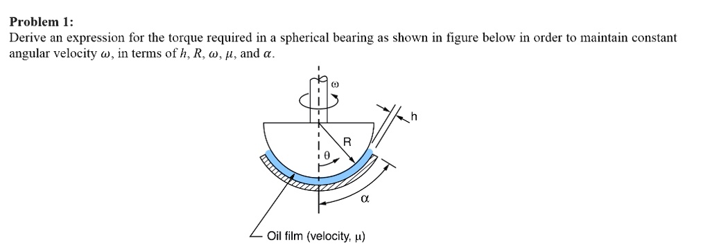 Problem 1: Derive an expression for the torque required in a spherical bearing as shown in ...