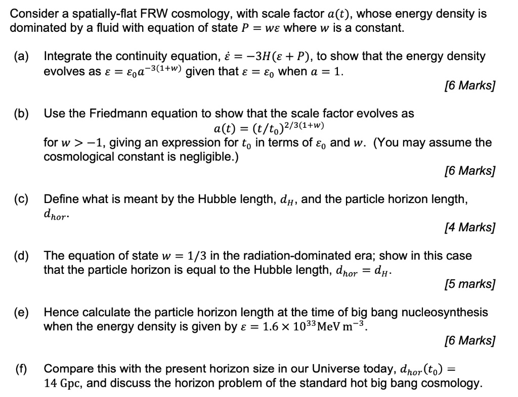 answer asap please consider a spatially flat frw cosmology with scale ...