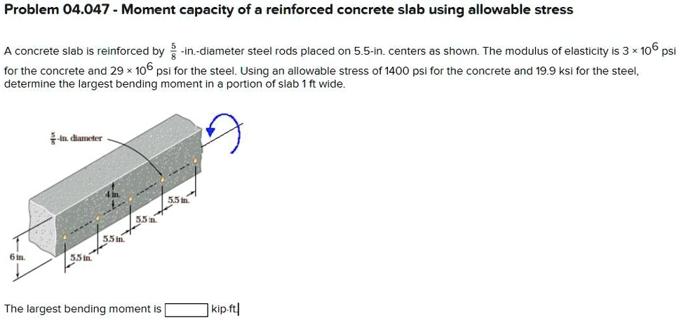 SOLVED: Problem 04.047 Moment capacity of a reinforced concrete slab ...