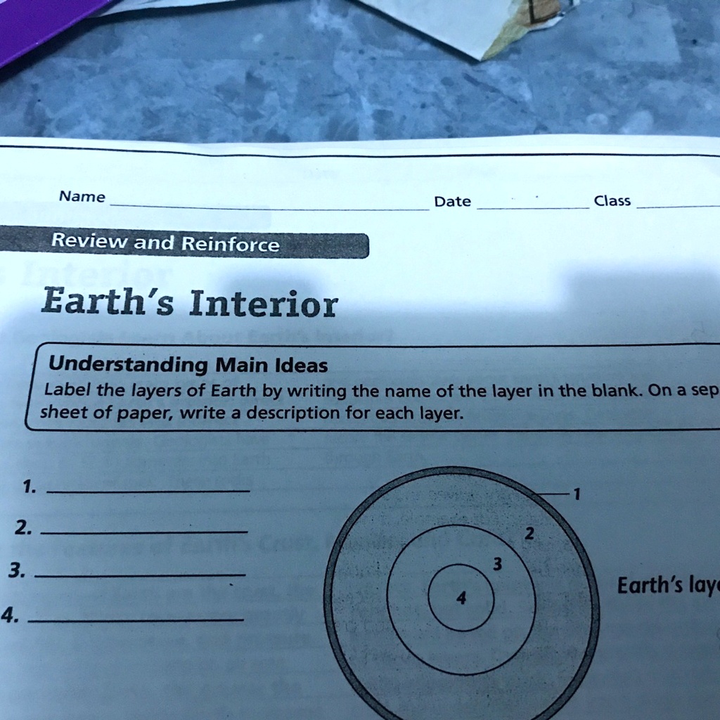 SOLVED: "What are the four common layers of the earth? Name Date Class ...