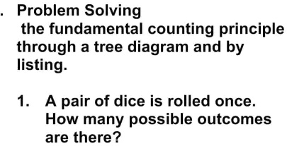 SOLVED: Problem Solving the fundamental counting principle through a tree diagram and by listing ...