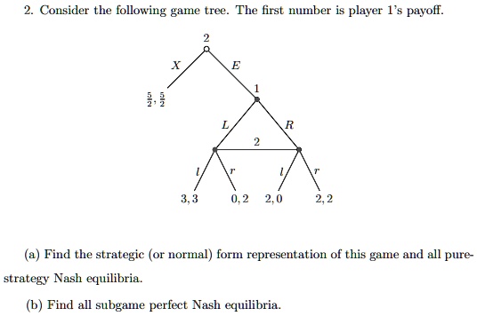 2. Consider the following game tree. The first number is player 1's ...