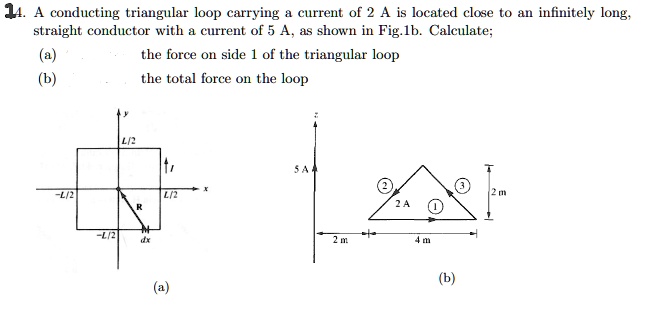 SOLVED: M4. A conducting triangular loop carrying a current of 2 A is located close to an ...
