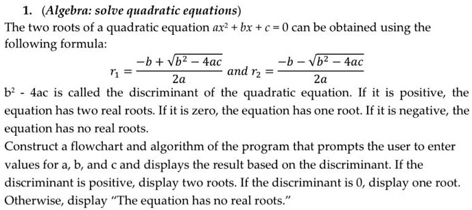 SOLVED: Texts: 1. (Algebra: solve quadratic equations) The two roots of ...