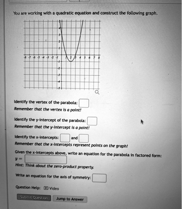 [GET ANSWER] you are working with quadratic equation and construct the following graph identify ...