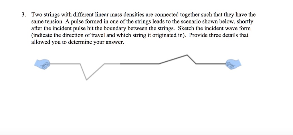 Solved Two Strings With Different Linear Mass Densities Are Connected Together Such That They 