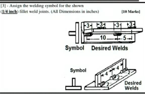 Assign the welding symbol for the shown 1/4 inch fillet weld joints ...