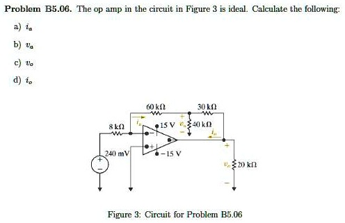 SOLVED: Problem B5.06: The op amp in the circuit in Figure 3 is ideal. Calculate the following ...
