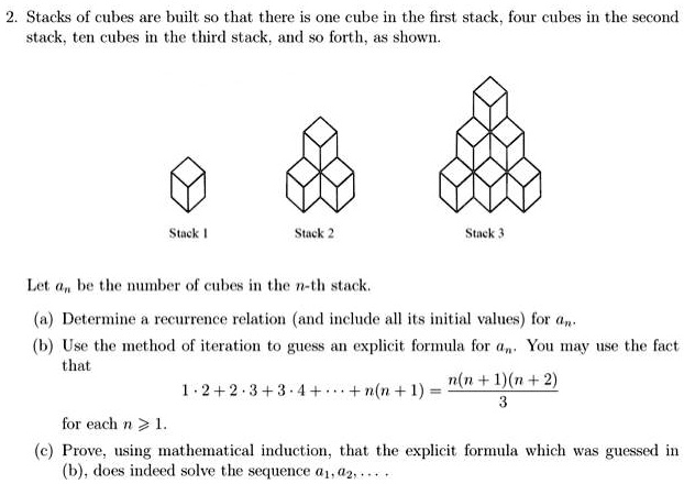 Solved Stacks Of Cubes Are Built So That There Is One Cube In The First Stack Four Cubes In 1444
