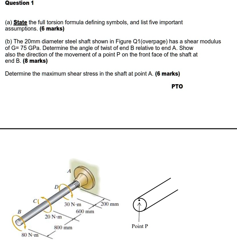 SOLVED: (a) State the full torsion formula, defining symbols, and list ...