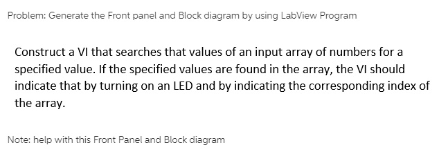 Solved Problem Generate The Front Panel And Block Diagram By Using Labview Program Construct A