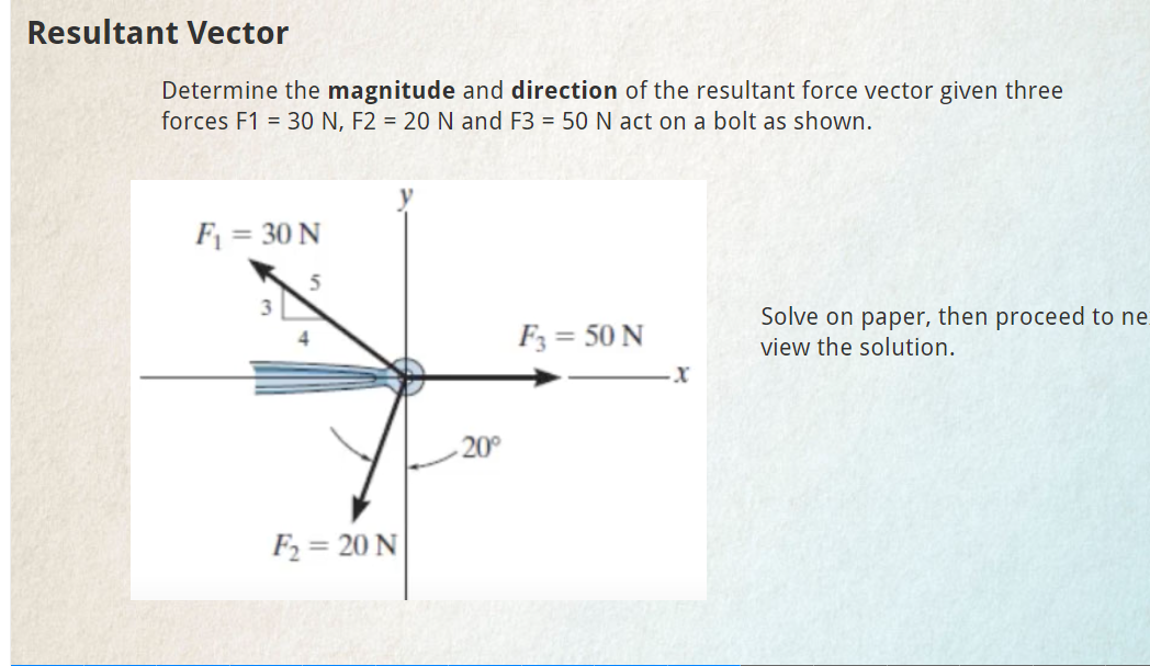Resultant Vector Determine The Magnitude And Direction Of The Resultant Force Vector Given Three