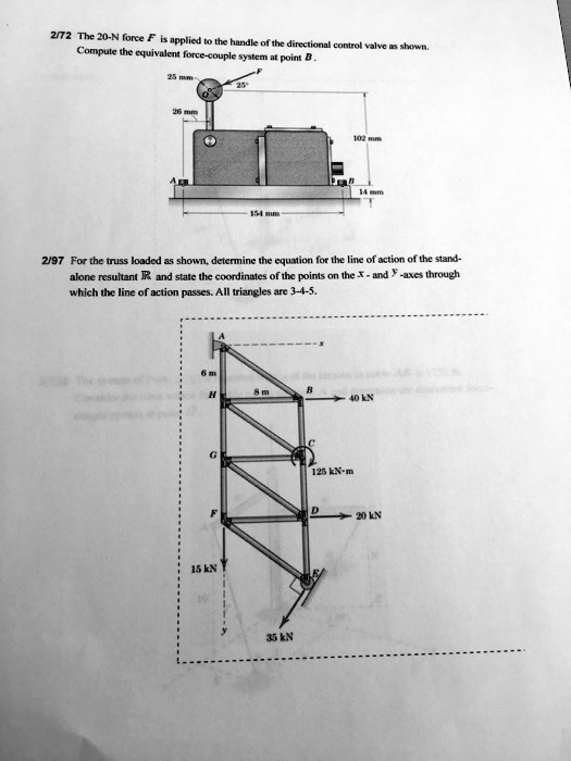 SOLVED: 2/72 The 20-N force F is applied to the handle of the ...