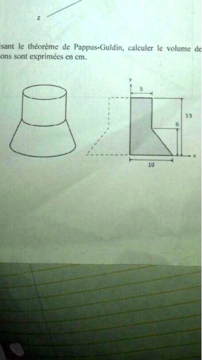 SOLVED: Using the Pappus-Guldin theorem, calculate the volume of this ...