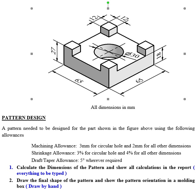 PATTERN DESIGN A pattern needed to be designed for the part shown in ...