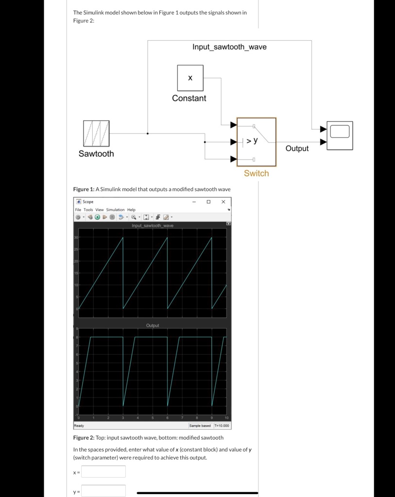 The Simulink model shown below in Figure 1 outputs the signals shown in ...
